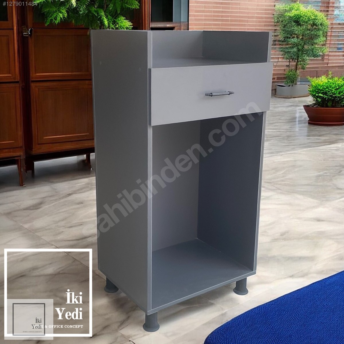 Garcia Antrasit Gri Çekmeceli Kürsü Tipi Karşılama Bankosu Konuş ...