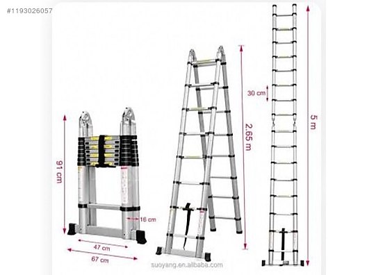 Teleskopik Merdiven 5 MT çift taraflı hali 2.5 + 2.5 MT - Merdiven ve ...