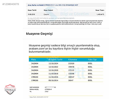 Citroen / C5 / 1.6 e-HDi / Dynamique / OTOSAM|OTOMATİK/300.000₺ PEŞİNLE ...