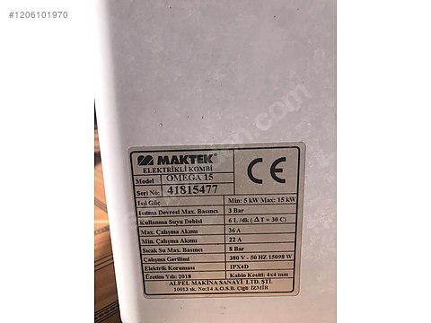MAKTEK OMEGA 15KW ELEKTRİKLİ KOMBİ sahibinden.comda - 1206101970