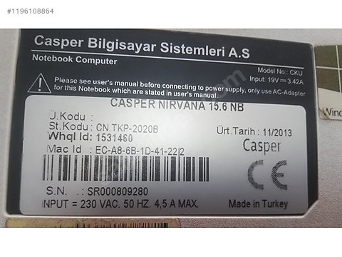 Casper MT50 MT55 CKV CHU CKY CHY CKU Anakart - İkinci El Notebook Yedek ...