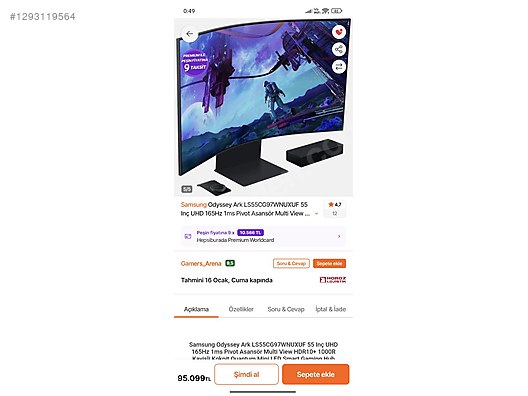 En kral Monitör 55 inç 4K, pivot-4 ekran sahibinden.comda - 1293119564