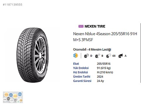 Nexen Nblue 4Season 205/55R16 91H MONTAJ DAHİL 2100 TL sahibinden.comda ...