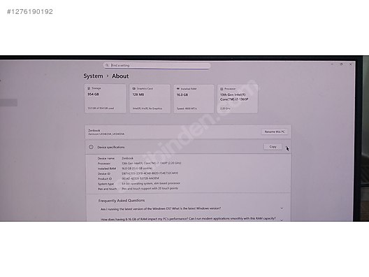 Asus / Asus Zenbook 14 inch UX3402V 3K OLED sahibinden.comda - 1276190192