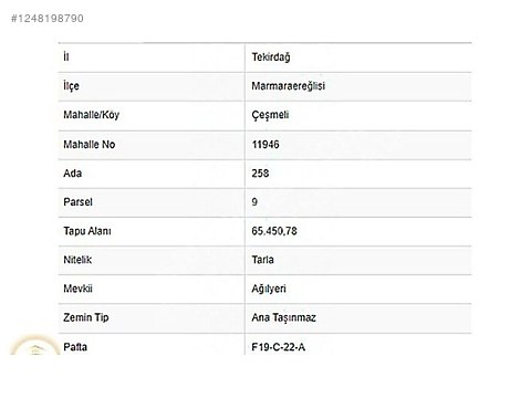 TEKIRDAG MARMARAEREGLISINDE 106 MT KARE..... ARAC TAKASI OLUR - Satılık ...