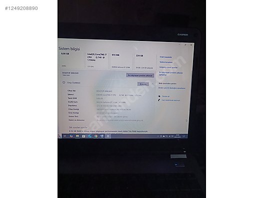 Casper TW9 İ7-Q740 8GB RAM 240GB SSD NVDIA GT335M 1GB HARİCİ EK - İlan ve alışverişte ilk adres ...