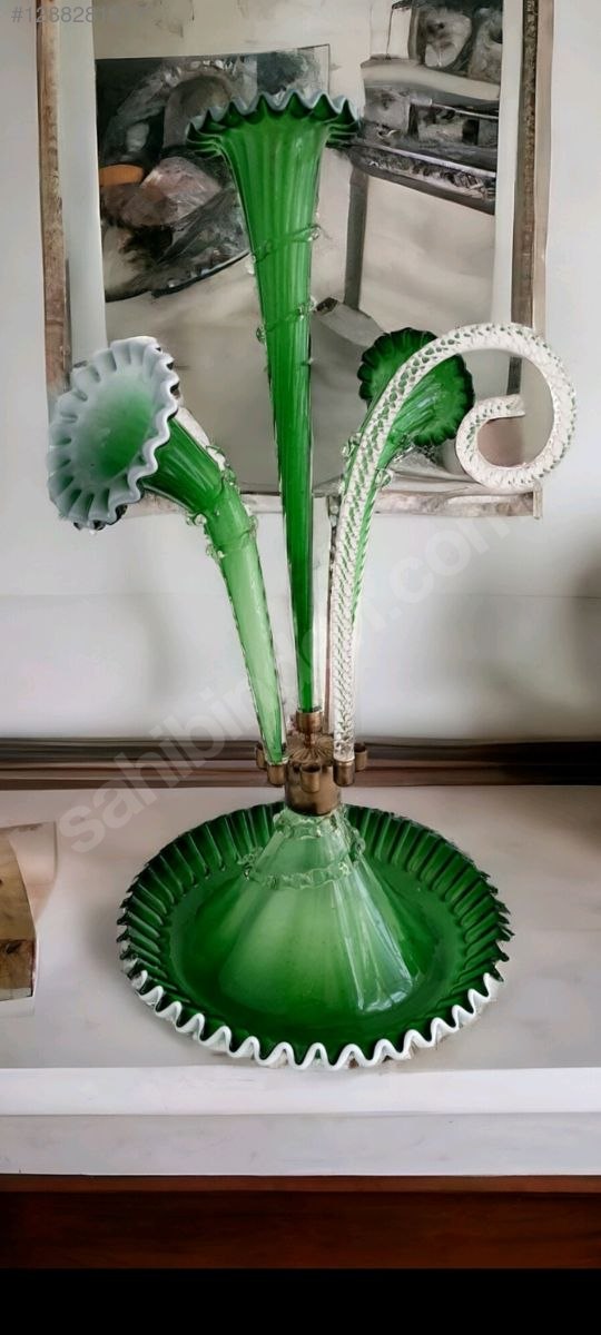 Antika El Yapımı Cam Pirinç Pedestal Laledanlık Vazo 64 cm sahibinden ...
