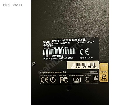 Casper Nırvana F600 8GB Ram İ7 7.Nesil 2017 Model - İlan ve alışverişte ...