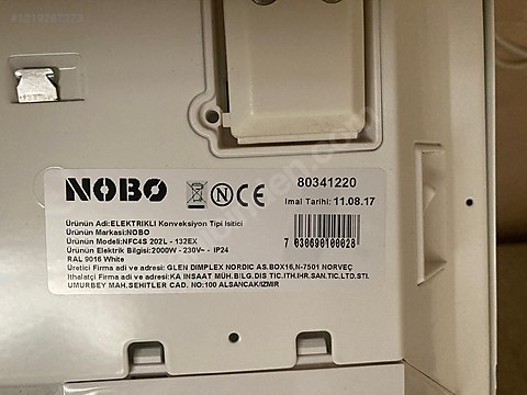 Nobo 2000W elektrikli panel ısıtıcı sahibinden.comda - 1219287373