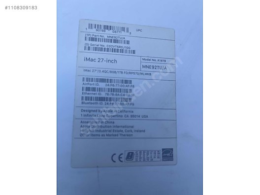 Apple / İ mac model no A1419 27 inc sahibinden.comda - 1108309183