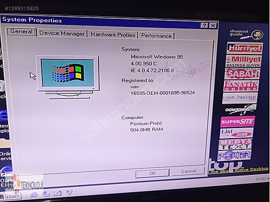 Windows 95 yüklü kasa win95 kasa win95 kurulum - Oyuncu Mouse - 1289315825