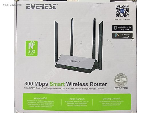 Everest EWR-521N4 300 Mbps 4 Antenli Kablosuz Router Modem Temiz ...
