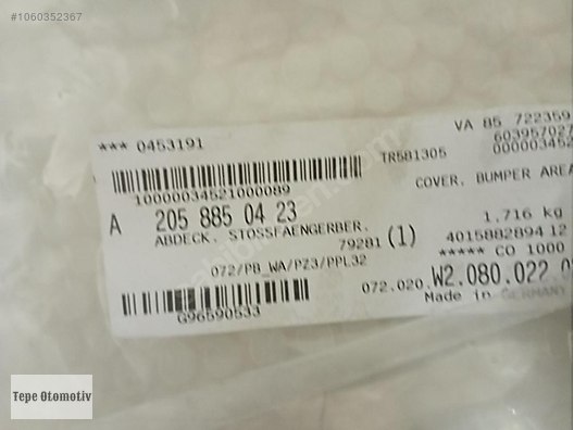 W205 205 KASA C200 ÖN TAMPON ORTA IZGARA SIFIR A2058850423 - İlan ve ...