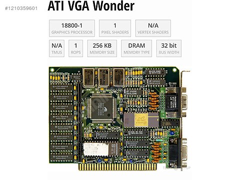 Ati Ega Vga Wonder 8 Bit Isa Vga Ega Ekran Kartı Antika! - ATI Ekran ...