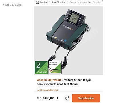 Gossen Metrawatt Profitest Mtech Iq Tesisat Test Cihazı sahibinden ...