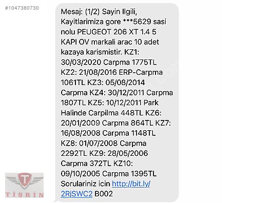 Peugeot / 206 / 1.4 / XT / OTOMATİK TERTEMİZ MASRAFSIZ sahibinden.comda - 1047380730