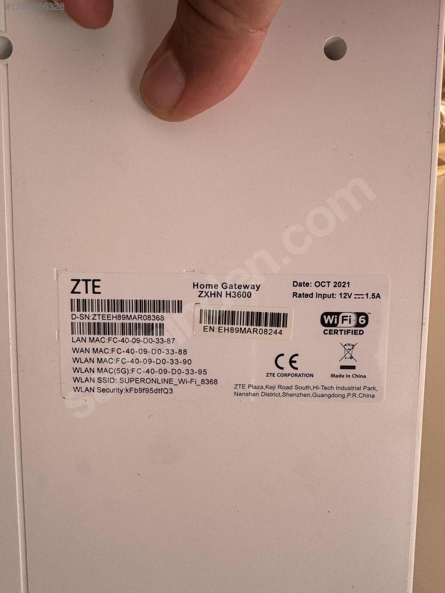 ZTE ZXHN H3600 V9 Wifi 6 modem - Router ilanları uygun fiyatlarıyla ...