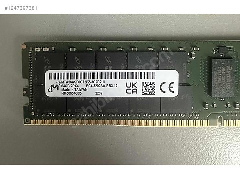 64GB Micron ECC RDIMM DDR4 3200MHz Sunucu RAM EPYC & Xeon - RAM Bellek ...