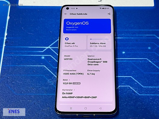 OnePlus / 9 Pro / Avrupa Çift Hatlı Kayıtlı LE2123 256/16RAM Çiziksiz ...