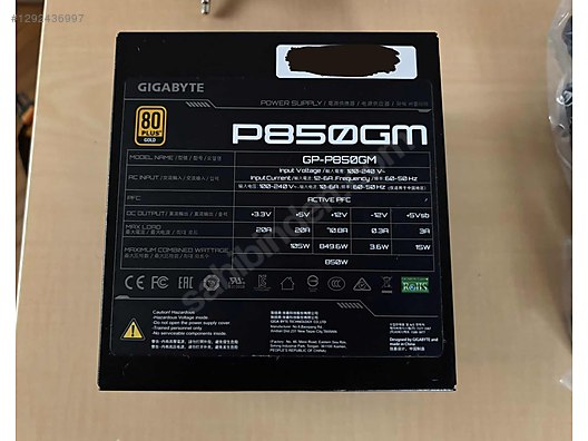 Sıfır Gigabyte P850W 80+Gold Full Modüler PSU sahibinden.comda - 1292436997