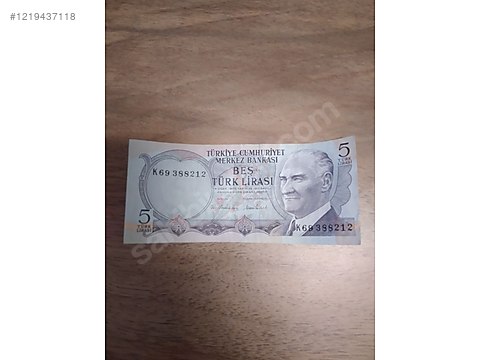 Cumhuriyet Dönemi / eski 5 tl yipranmasi yok sahibinden.comda - 1219437118