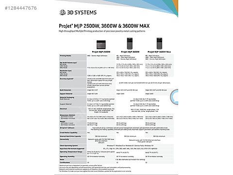 3D Yazıcı / 3D SYSTEMS PROJET 3500 HD MAX (MJP 3600) Endüstriyel 3D ...