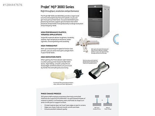 3D Yazıcı / 3D SYSTEMS PROJET 3500 HD MAX (MJP 3600) Endüstriyel 3D ...