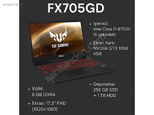 Asus / ASUS TUF FX705GD | i7-8750H GTX 1050Ti 8GB RAM 128GB SSD ...