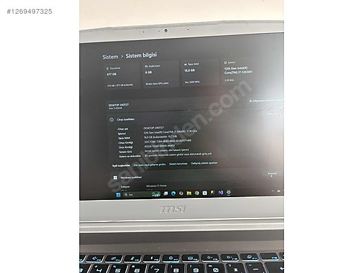 MSI / Msi i7 512 ssd 16 Gb ram 4050 rtx sahibinden.comda - 1269497325