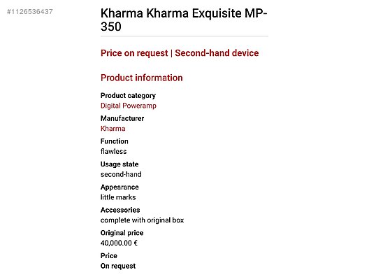 Diğer Power Amfi - KHARMA Kharma Expuisite MP 350 mono-mono Power ...