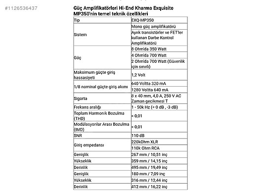 Diğer Power Amfi - KHARMA Kharma Expuisite MP 350 mono-mono Power ...