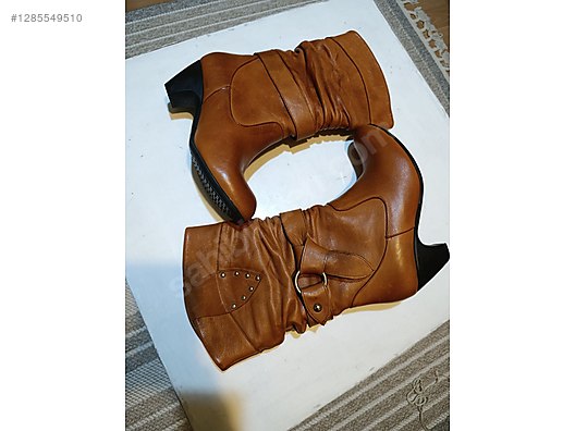 Deri kahverengi çizme Vintage - Kadın Çizme Modelleri - 1285549510