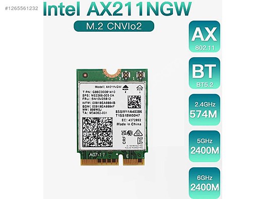 Intel AX211NGW WiFi 6E & Bluetooth 5.2 - İlan ve alışverişte ilk adres ...
