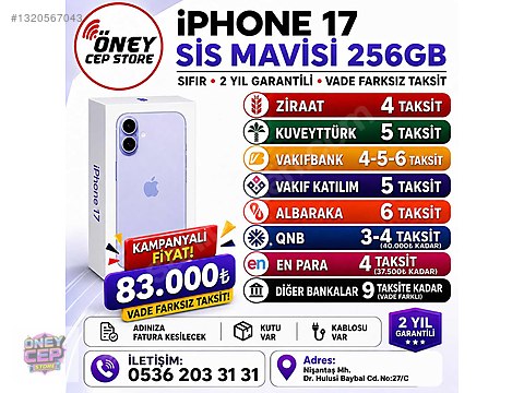 Apple / iPhone 17 / İPHONE 17 SİS MAVİSİ 256GB SIFIR VADE FARKSIZ ...