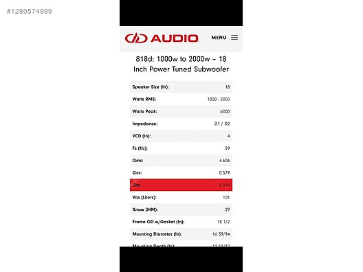 Hoparlör / Subwoofer / DD AUDİO 818-D2 . "TR' NİN NADİR CİHAZLARINDAN". SIFIR AYARINDA ...