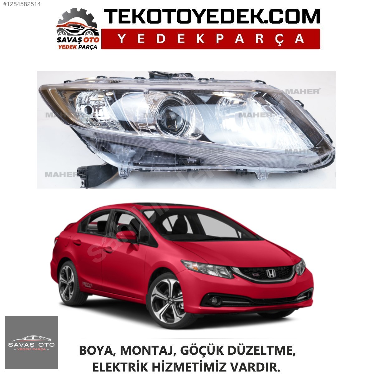 Otomobil & Arazi Aracı / Elektrik / CİVİC SEDAN H.B ÖN FAR XENON SAĞ SOL 2012 2013 2014 2015 ...