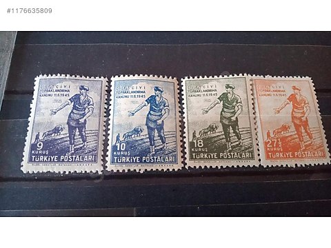 Yerli / 1946 YILI ÇİFTÇİYİ TOPRAKLANDIRMA KANUNU PULLARI sahibinden ...