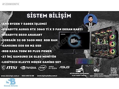 PC-OEM / GİGABYTE AURUS KOMPLE SET RTX 3060 Tİ EKRAN KARTI RYZEN 7 ...