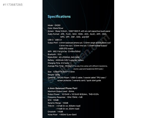 İBasso DX260 DAP Reference Player DX 260 Sıfır Siyah Black !!! - Diğer ...