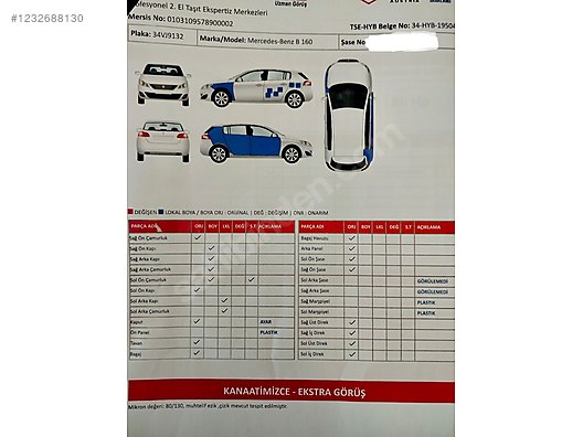 Mercedes-Benz / B Serisi / B 160 / Boyut / Sahibinden Değişensiz Full Orjinal sahibinden.comda ...