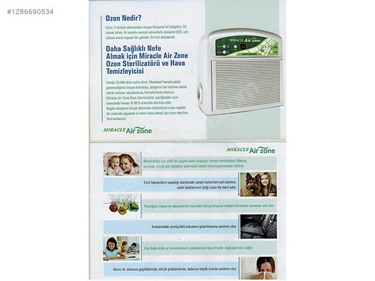 Miracle Air Ozon Makinası Hava Temizleme Ve Sterilizasyon Cihazı sahibinden.comda - 1286690534