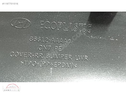 HYUNDAİ ELANTRA 2019 2020 2021 ARKA TAMPON SPOYLER 86612-AAAA0 - İlan ...