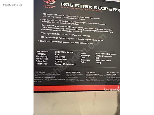 Rog Strix Scope RX Blue(mavi switch) sahibinden.comda - 1293754025