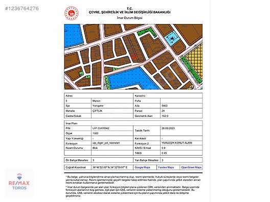REMAX TOROS'TAN YENİŞEHİR'DE VİLLA İMARLI ARSA - Satılık Arsa İlanları sahibinden.com'da ...