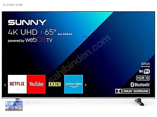 Sunny 4K Ultra HD 65" 165 Ekran Uydu Alıcılı webOS Smart LED TV - Sıfır Sunny LED & LCD TV ...