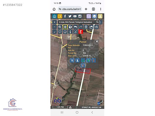 ÇORLÜ TURKGÜCÜ KY.SANAYI IMAR8NA SIFIR KELEPIR TARLA SATILIKTIR ...