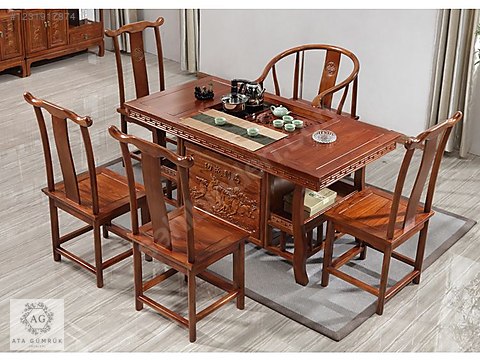 Yemek Odası / Antika Masa & Sandalye / AHŞAP ÇİN ÇAYI SERVİS MASA VE ...