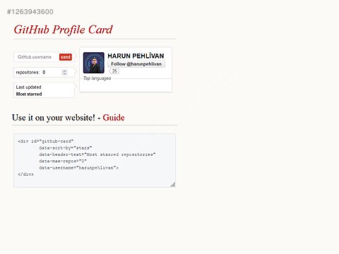 GitHub Profile Card sahibinden.comda - 1263943600