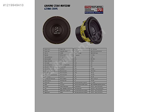 Hoparlör / Subwoofer / grand zero nuclear gznw 12 spl sahibinden.comda ...