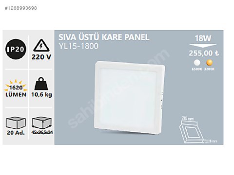 18 watt panel led kare sıva üstü - LED Panel ve Yapı Malzemeleri ...